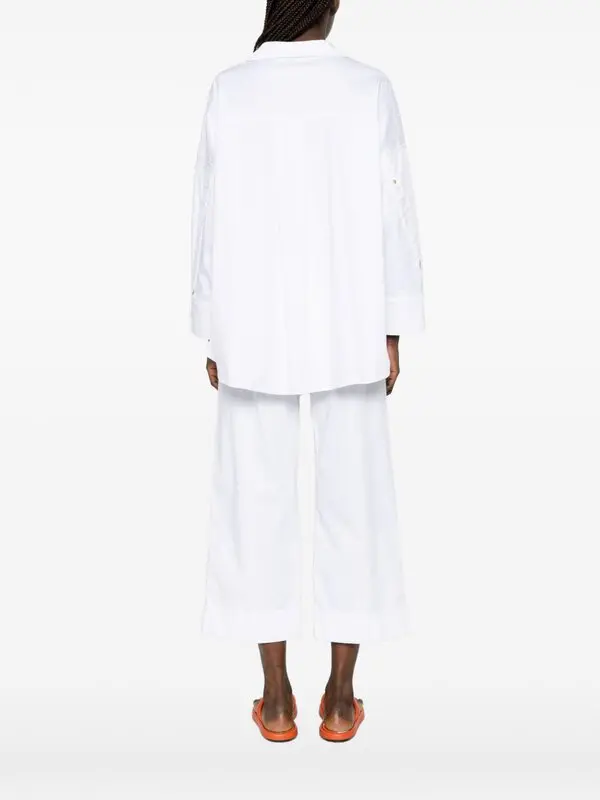 WHITE SAND Cotton Shirt With Chest Pocket - Bianco