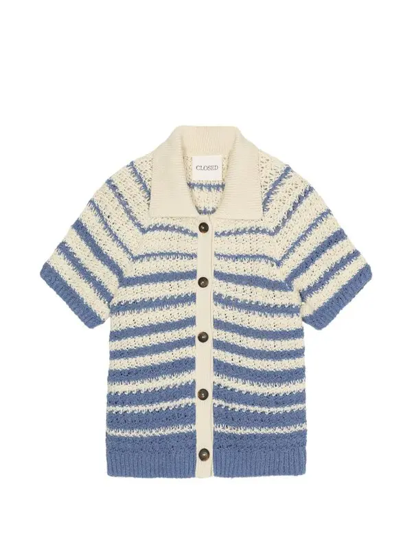 Closed Striped Cotton Cardigan - Blu