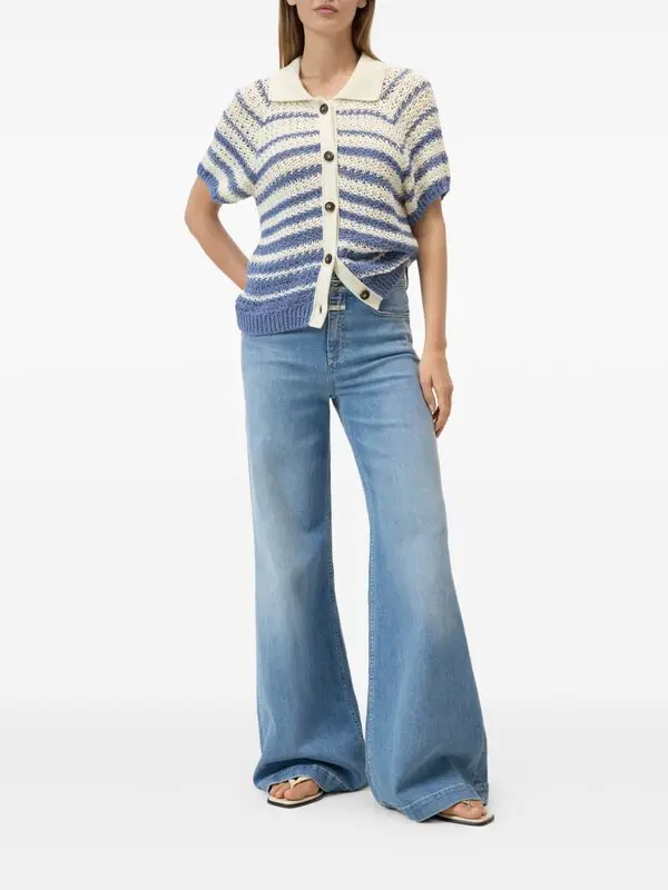 Closed Striped Cotton Cardigan - Blu
