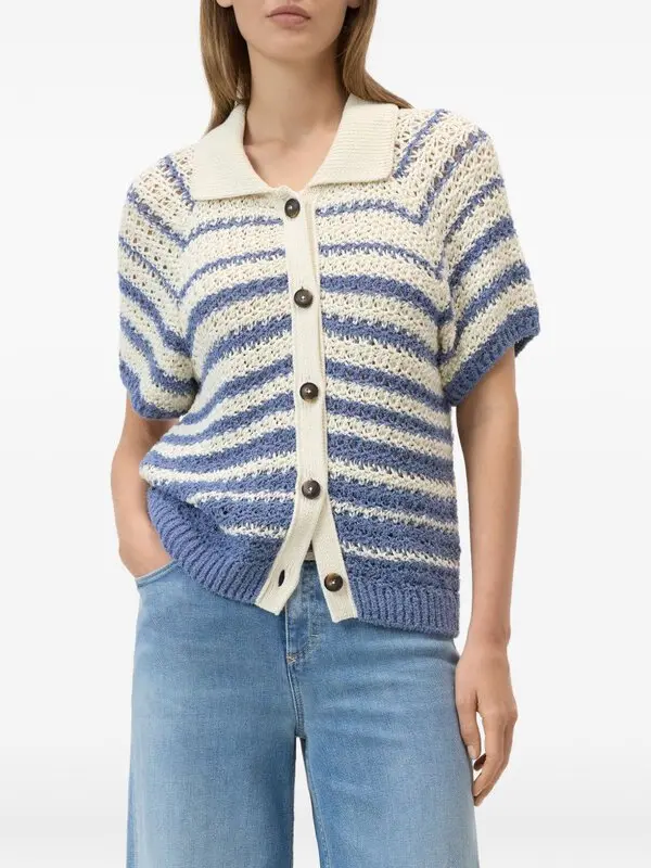 Closed Striped Cotton Cardigan - Blu