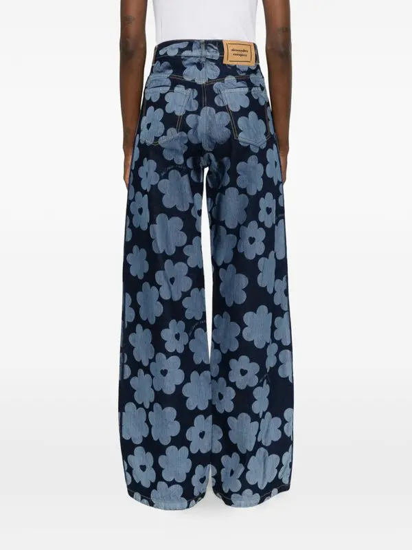 ALESSANDRO ENRIQUEZ Printed Denim Floral Motif Jeans
