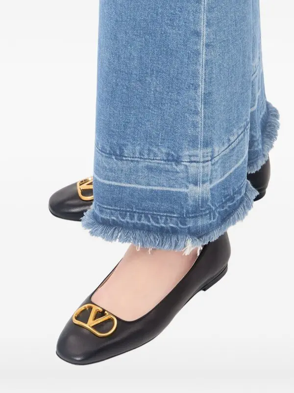 Valentino Garavani V Logo Signature Leather Ballerinas - Nero