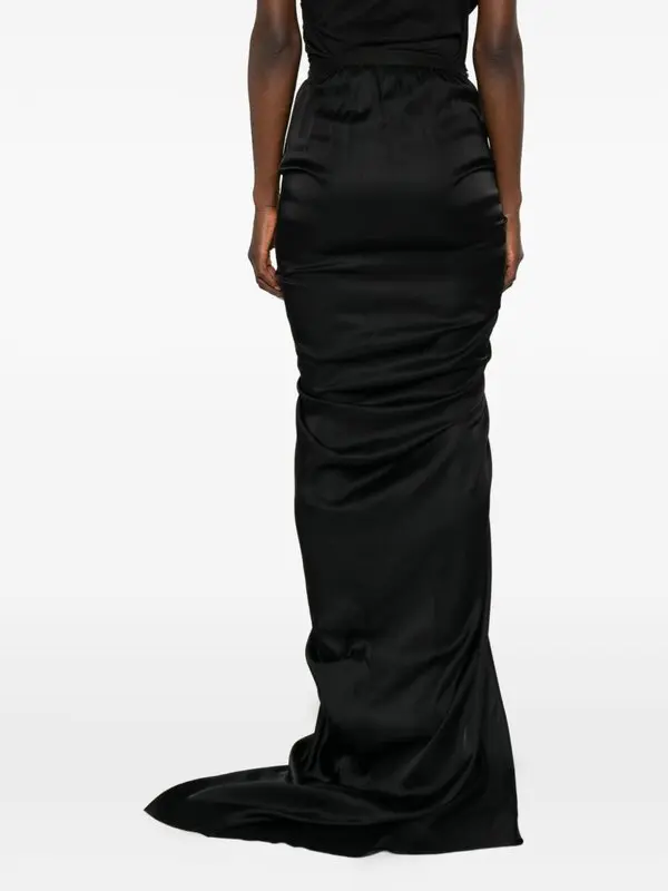 Rick Owens Asymmetric Gathered Maxi Skirt - Nero