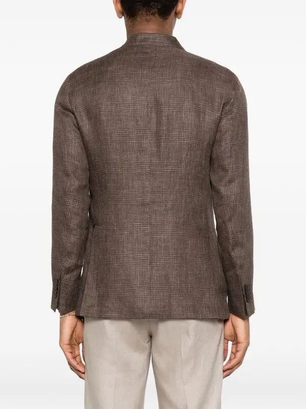 Boglioli Checked Linen Double-breasted Jacket