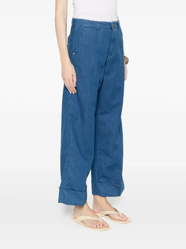 WHITE SAND Cotton And Linen Blend Pants - Blue