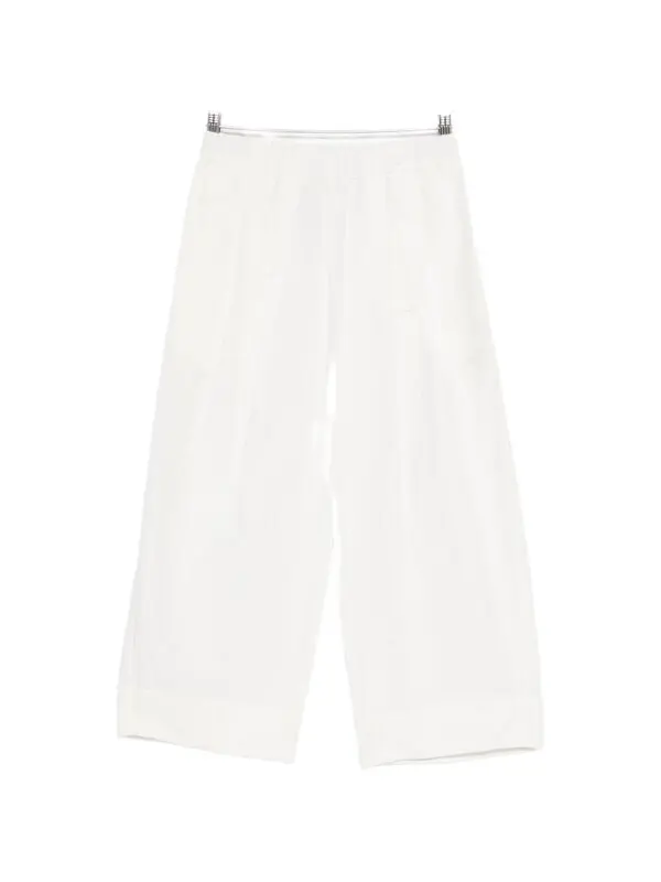Apuntob Cotton Blend Wide Leg Trousers - White