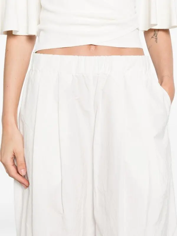 Apuntob Cotton Blend Wide Leg Trousers - White