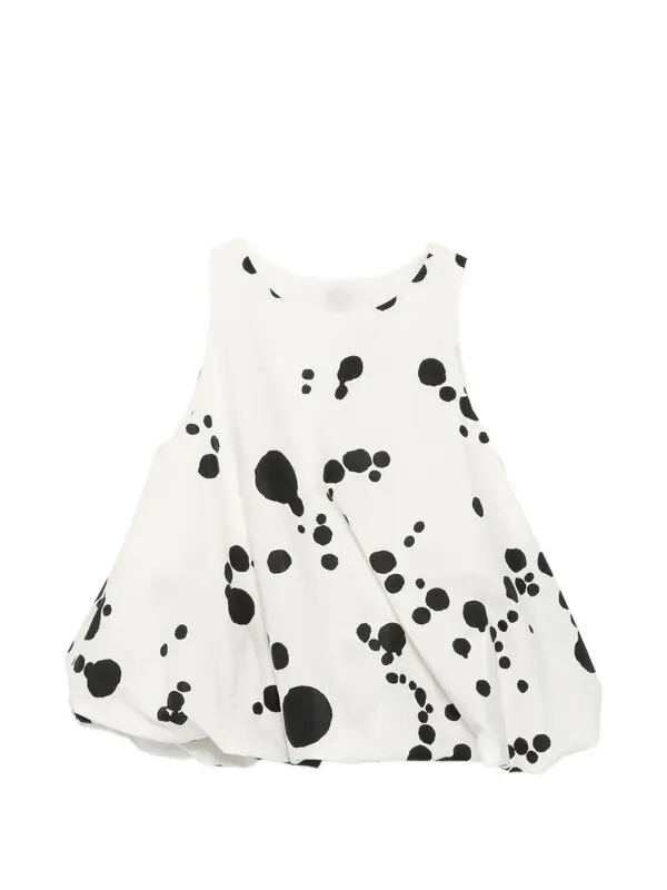Apuntob Printed Cotton Sleeveless Blouse - Nero