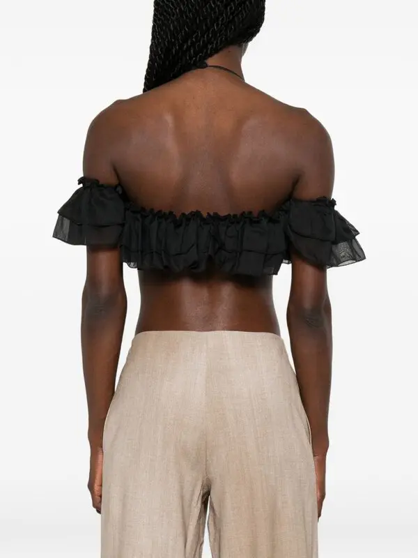 Ermanno Scervino Embroidered Halterneck Cropped Top