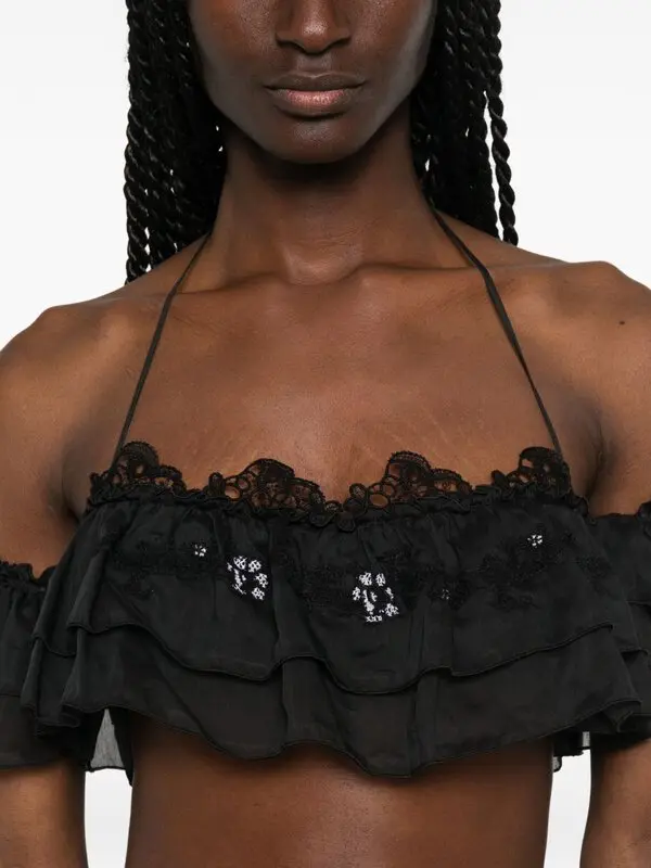 Ermanno Scervino Embroidered Halterneck Cropped Top