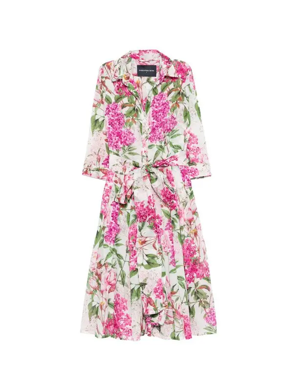 Samantha Sung Audrey Cotton Midi Dress - Pink