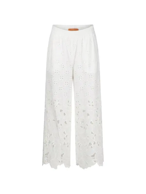 Ermanno Scervino Cotton Floral-motif Openwork Trousers - Bianco