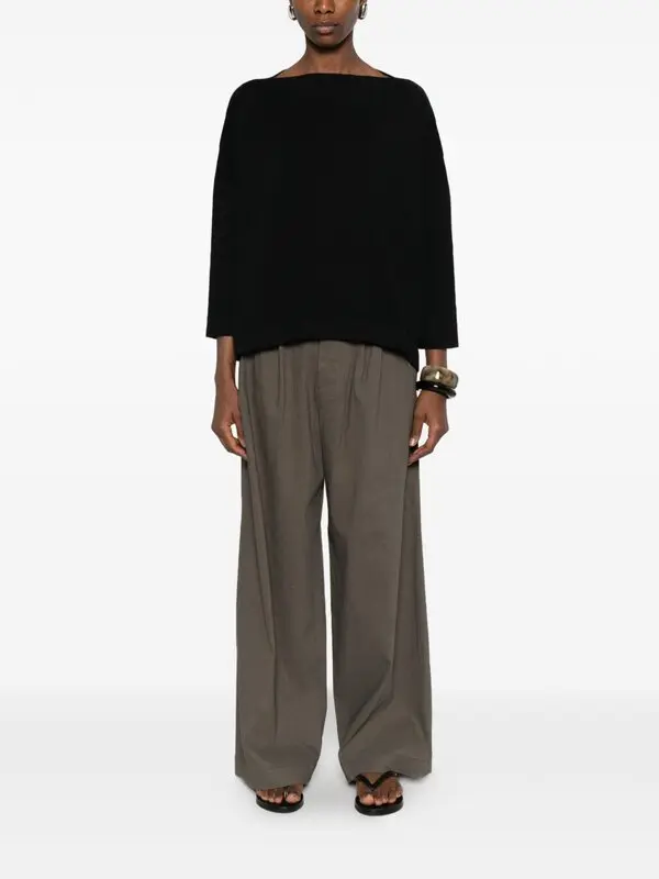 DANIELA GREGIS Cotton Boat Neck Sweater - Nero