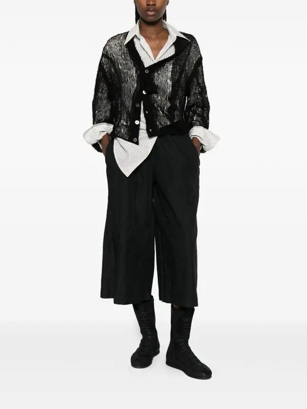 Comme Des Garçons Wide Leg Cropped Trousers - Nero