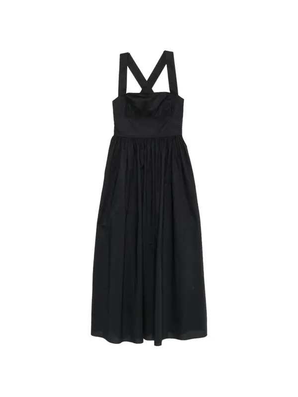Matteau Square Neck Sleeveless Cotton Midi Dress - Nero