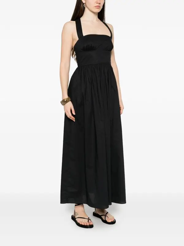 Matteau Square Neck Sleeveless Cotton Midi Dress - Nero
