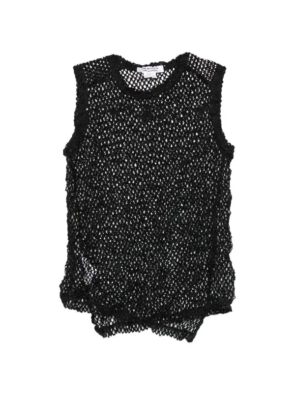 Comme Des Garçons Sleeveless Black Net Top - Nero