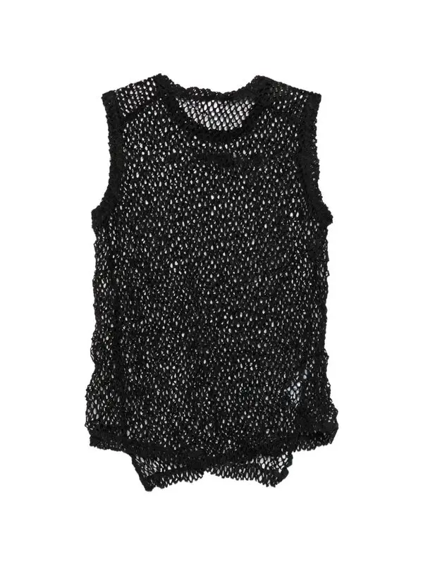 Comme Des Garçons Sleeveless Black Net Top - Nero