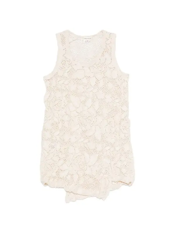 Comme Des Garçons Cotton Blend Lace Tank - Ecru