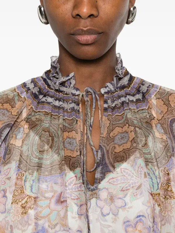 Zimmermann Luna Printed Blouse - Crema