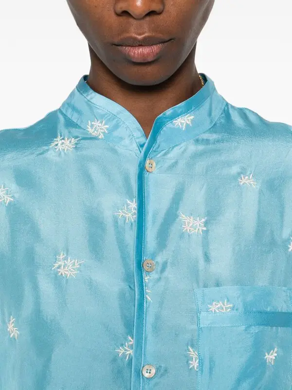 FORTE_FORTE Embroidered Silk Shirt - Azzurro