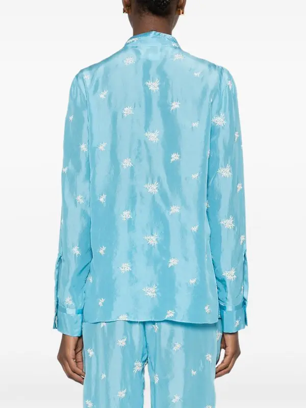 FORTE_FORTE Embroidered Silk Shirt - Azzurro