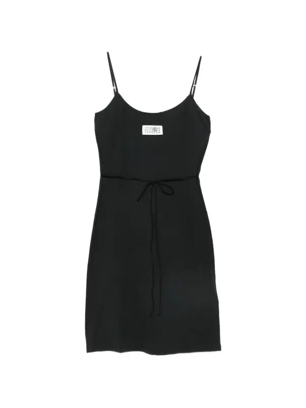 MAISON MARGIELA Black Cotton Logo Patch Mini Dress - Nero