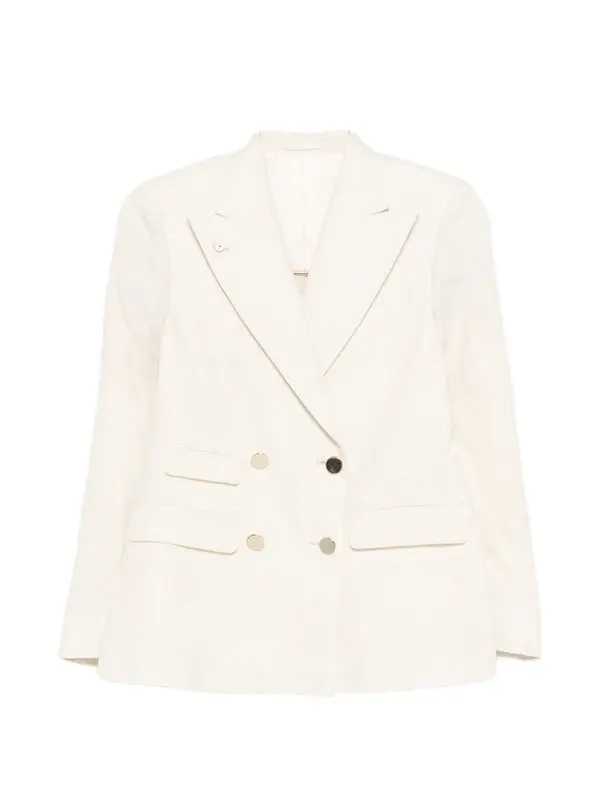 L.B.M. 1911 Linen Blend Double Breasted Jacket - Panna