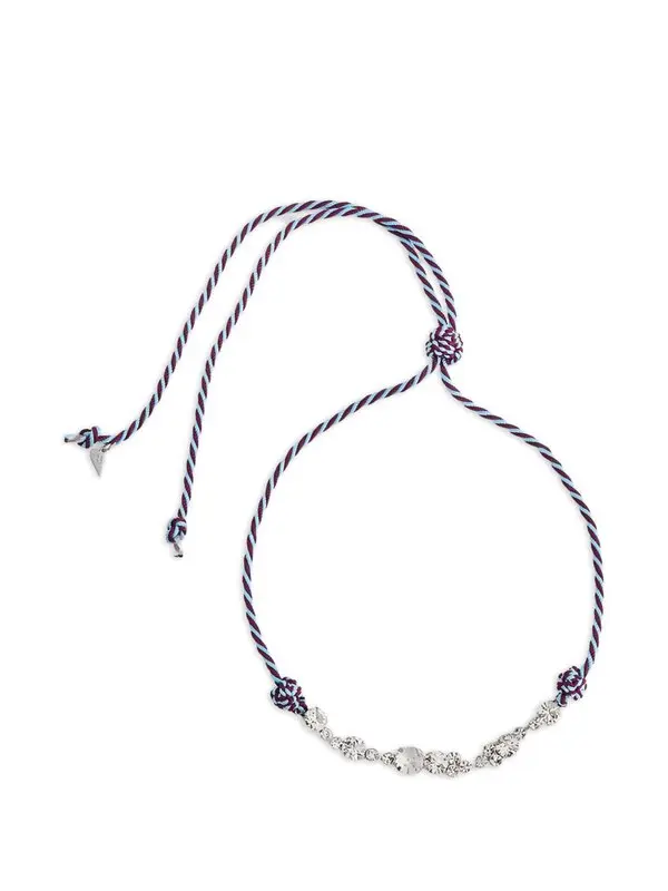 FORTE_FORTE Crystal Embellished Braided Necklace - Green