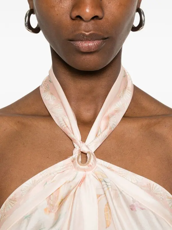 FORTE_FORTE Printed Silk Halterneck Maxi Dress - Rosa
