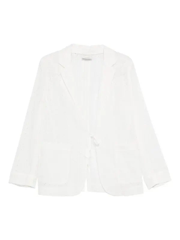 FORTE_FORTE Embroidered Cotton Jacket With Crystal Eyelet Detail - Bianco
