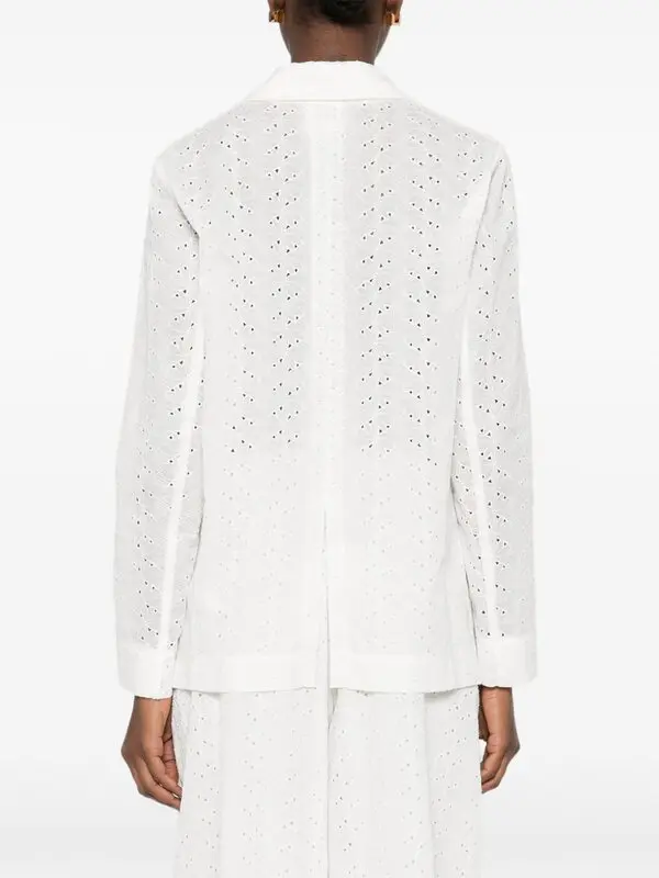 FORTE_FORTE Embroidered Cotton Jacket With Crystal Eyelet Detail - Bianco