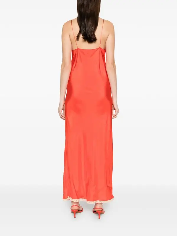 FORTE_FORTE Long Slip Dress With Lace Trim