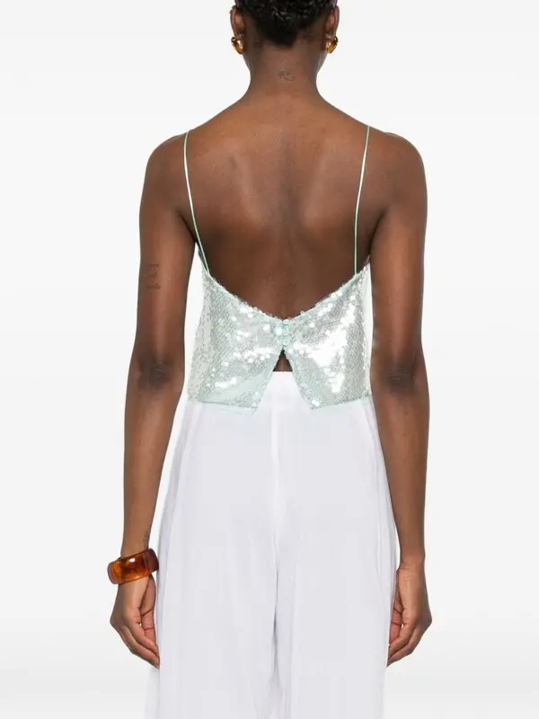 FORTE_FORTE Sequin Embellished Spaghetti Strap Top - Azzurro