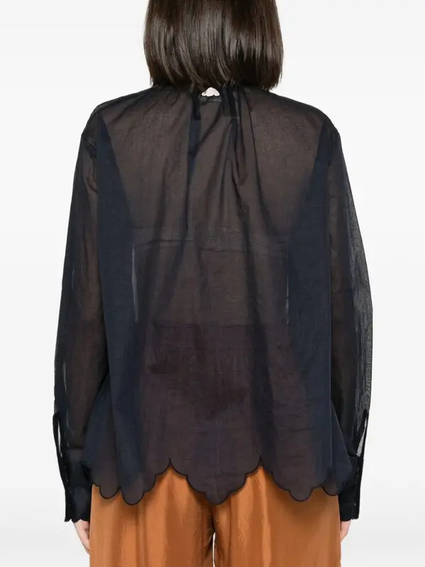 FORTE_FORTE Embroidered Cotton Shirt - Blu