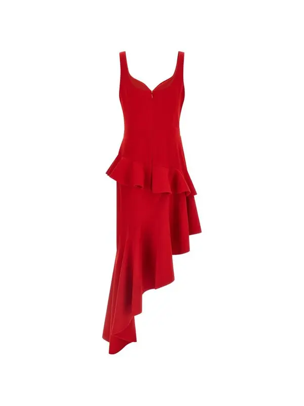 CATALINA Asymmetrical Ruffled Midi Dress