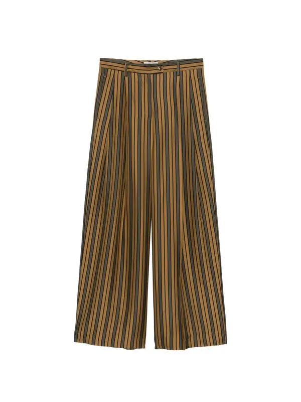 Alberto Biani Vertical Stripe Silk Trousers - Marrone