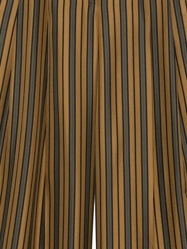 Alberto Biani Vertical Stripe Silk Trousers - Marrone