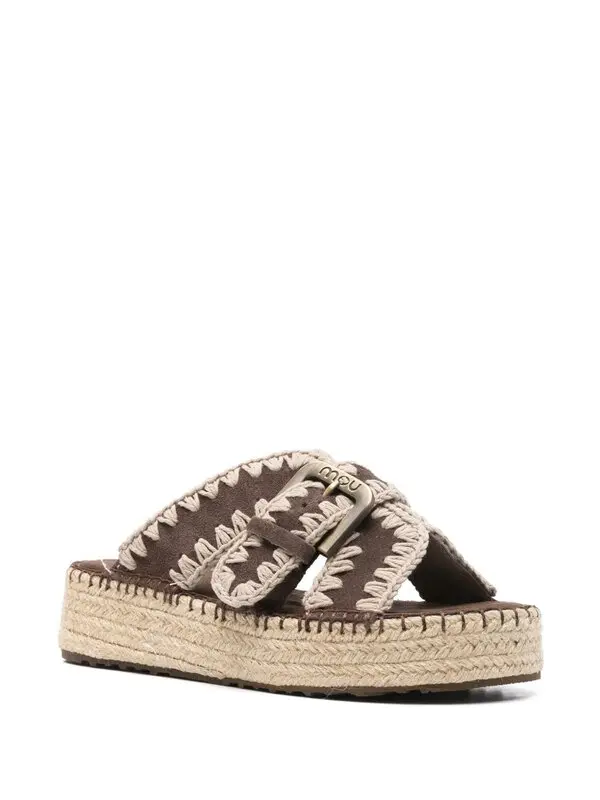 Mou Platform Sole Buckled Sandals - Brown
