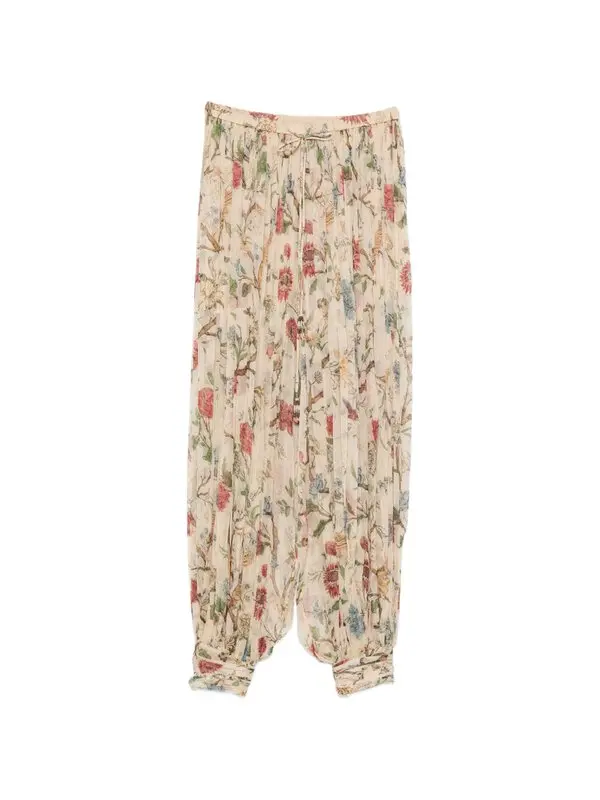 INTO THE EAST Printed Silk Trousers - Avorio