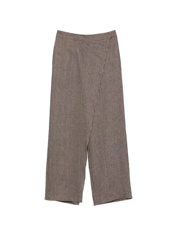 ALYSI Wide Leg Striped Trousers - Marrone