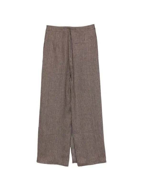 ALYSI Wide Leg Striped Trousers - Marrone