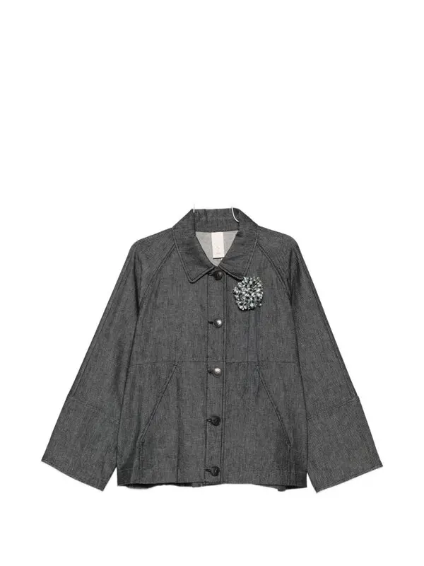 Soh Denim Cotton Jacket With Floral Detail