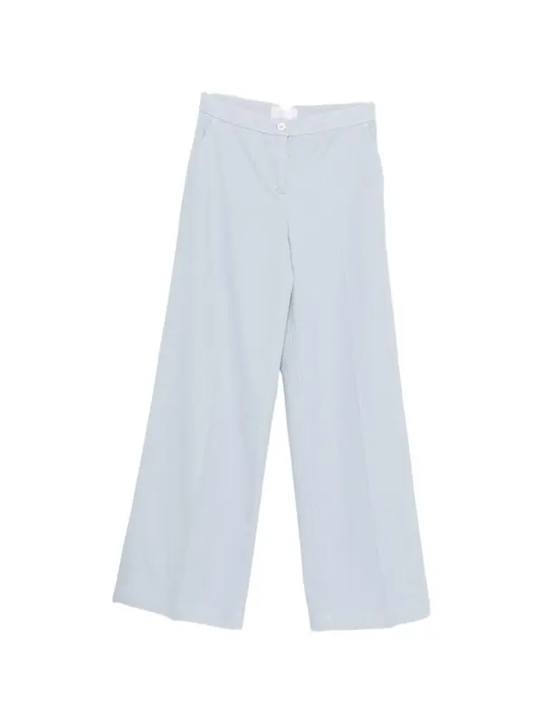 VIA MASINI 80 Cotton Wide Leg Trousers - Azzurro