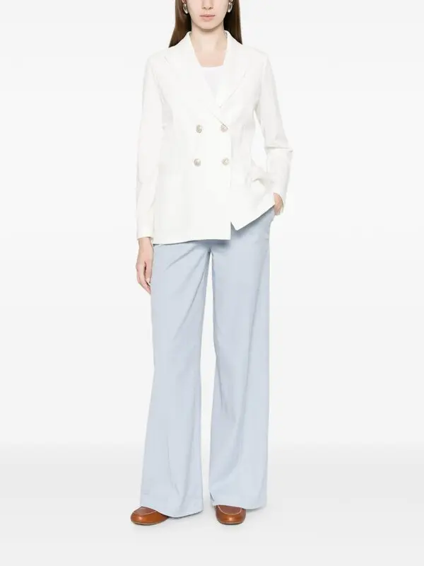 VIA MASINI 80 Cotton Wide Leg Trousers - Azzurro