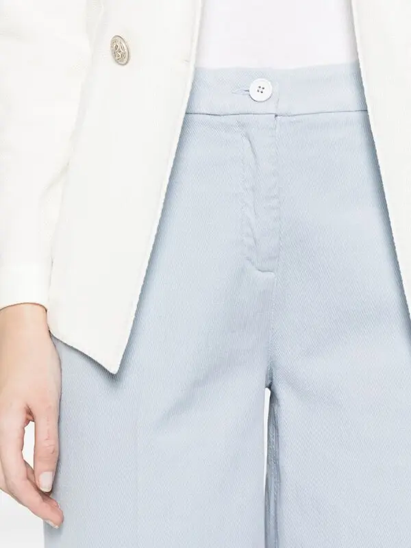VIA MASINI 80 Cotton Wide Leg Trousers - Azzurro