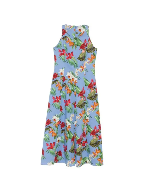 ARCHIVIO '67 Printed Cotton Midi Dress - Azzurro