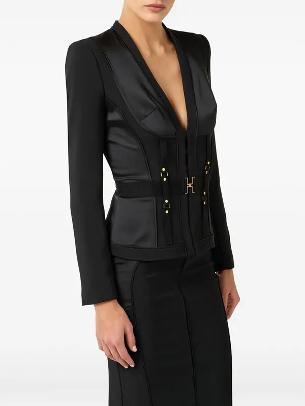 Elisabetta Franchi Single Breasted Jacket With Satin Inserts