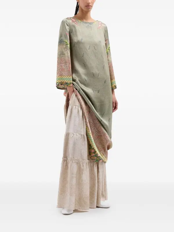 PIERRE-LOUIS MASCIA Printed Silk Dress - Kaki