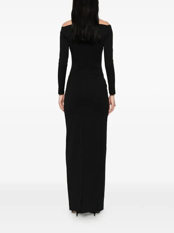 Solace London Lolita Maxi Dress With Square Neck And Long Sleeves - Nero